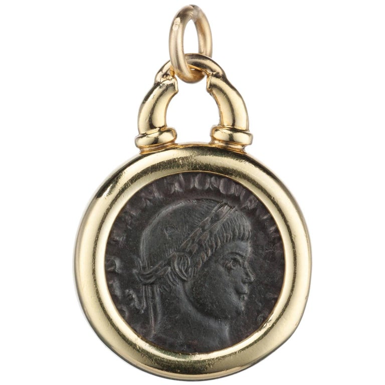 Ancient Roman Coin Charm in 18 Karat Yellow Gold at 1stDibs