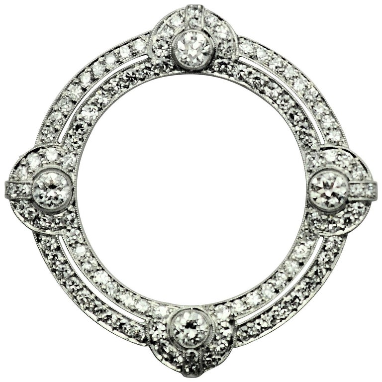 Art Deco Diamond Platinum Circle Brooch/Pin at 1stDibs | art deco ...