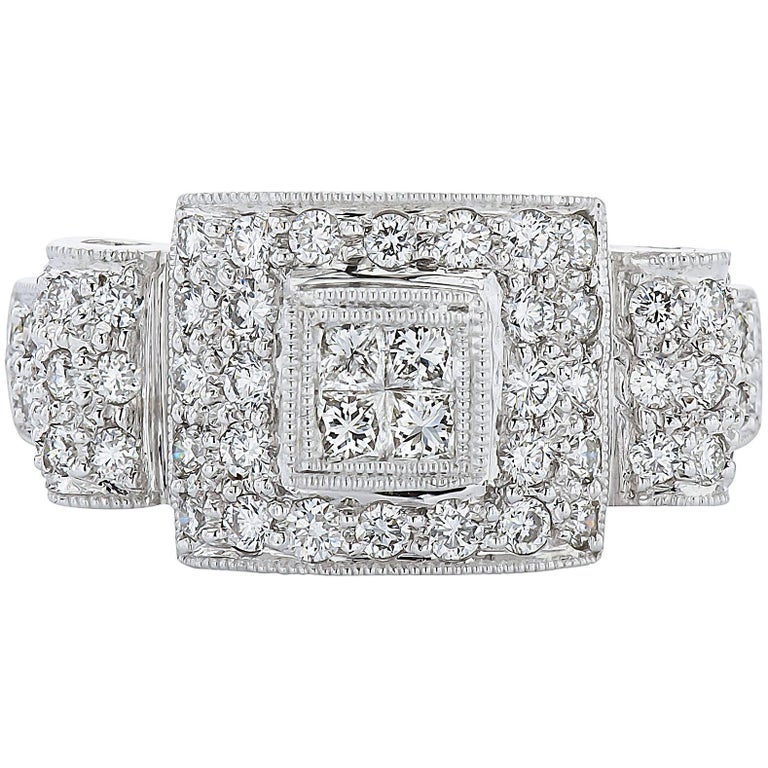 White Gold and Diamond Right Hand Ring at 1stDibs | diamond ring right ...
