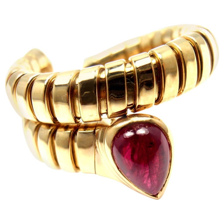 Bulgari Tubogas Ruby Coil Snake Yellow Gold Ring at 1stDibs