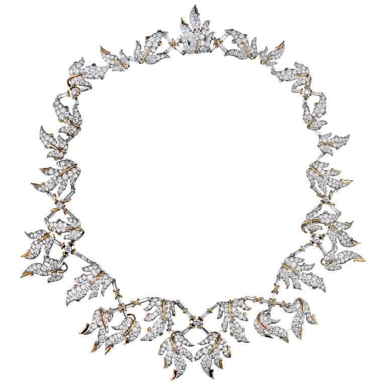 Tiffany and Co. Schlumberger France Diamond Foliate Vine Necklace at ...