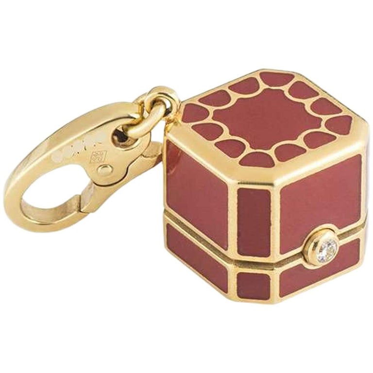 Cartier Yellow Gold Box Charm at 1stDibs