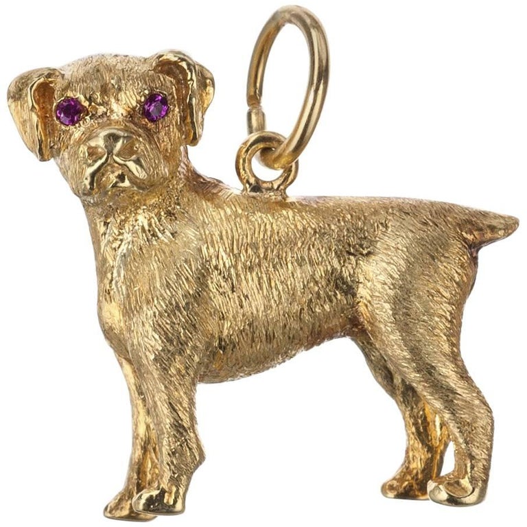 Boxer Dog Charm in 18 Karat Yellow Gold For Sale at 1stDibs
