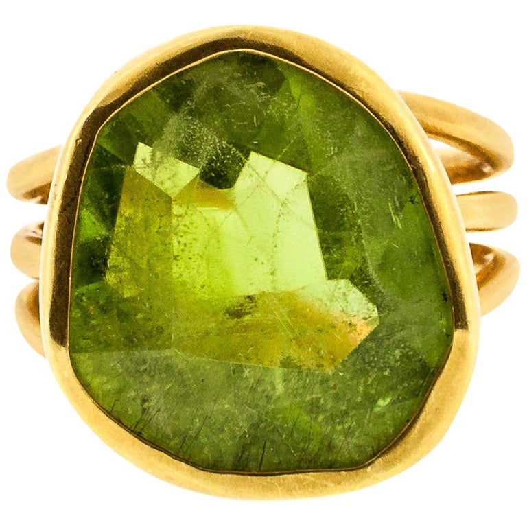 Artisan Large Peridot Gold Ring at 1stDibs | large peridot rings, large ...