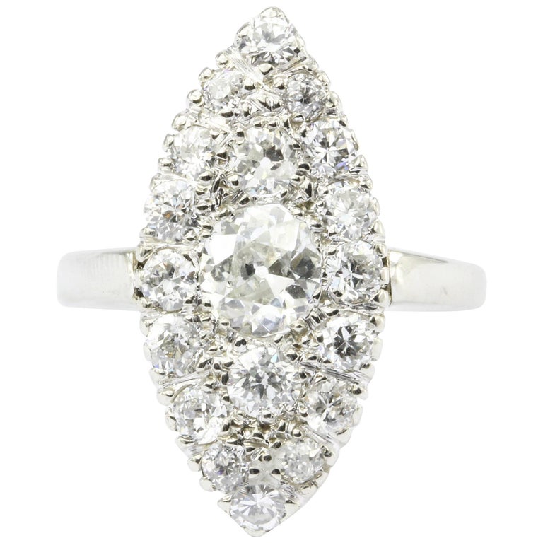 Old European Cut Diamond Navette Ring at 1stDibs | navette diamond ring ...