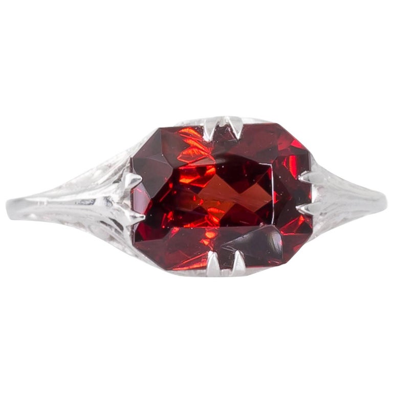 Antique Pyrope Garnet and White Gold Filigree Ring at 1stDibs | garnet ...
