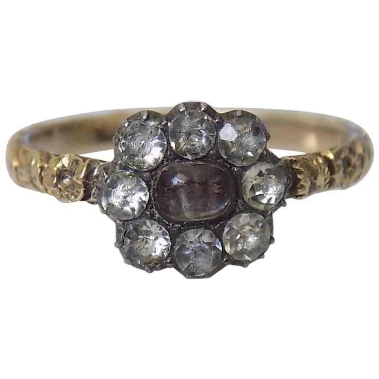 Antique Georgian Paste Gold Mourning Ring at 1stDibs