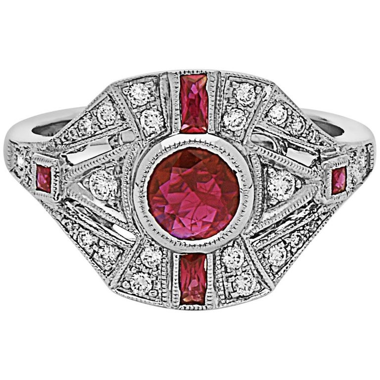 Emilio Jewelry Ruby Diamond Ring For Sale at 1stDibs