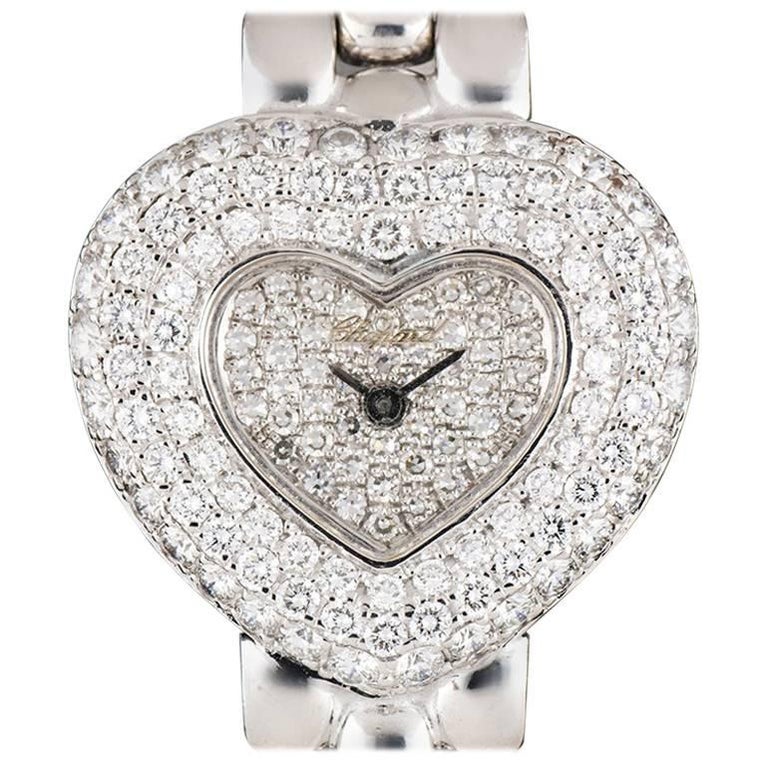Chopard Ladies White Gold Diamond Set Heart Shaped quartz Wristwatch at ...