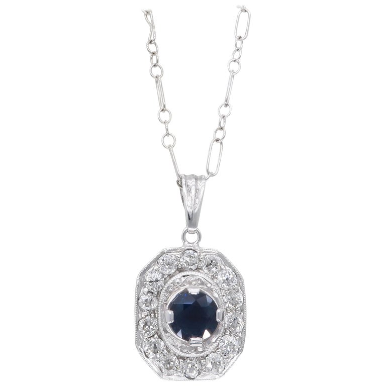 Art Deco Platinum Diamond and Sapphire Pendant at 1stDibs | art deco ...
