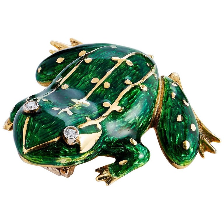 Diamond and Gold Frog Pin at 1stDibs