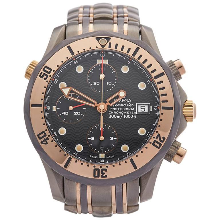 Omega Titanium Yellow Gold Seamaster Automatic Wristwatch, 2000s at 1stDibs