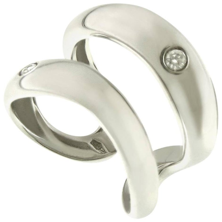 Gavello White Gold Diamond Double Band Ring For Sale at 1stDibs
