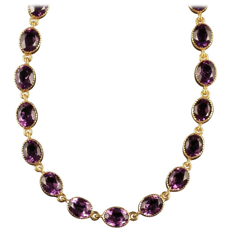 Antique Victorian Amethyst Paste Gold Necklace, circa 1880 For Sale at ...