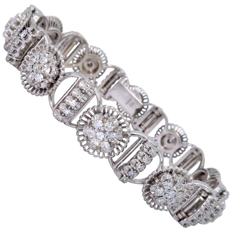 Jabel Diamond Tennis 18 Karat White Gold Bracelet at 1stDibs | jabel ...
