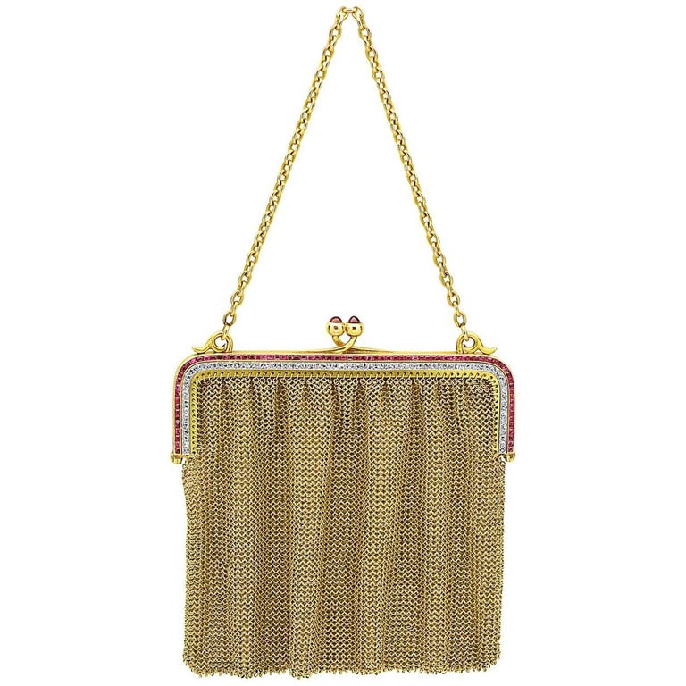 18 Karat Gold Ruby Diamond Purse at 1stDibs