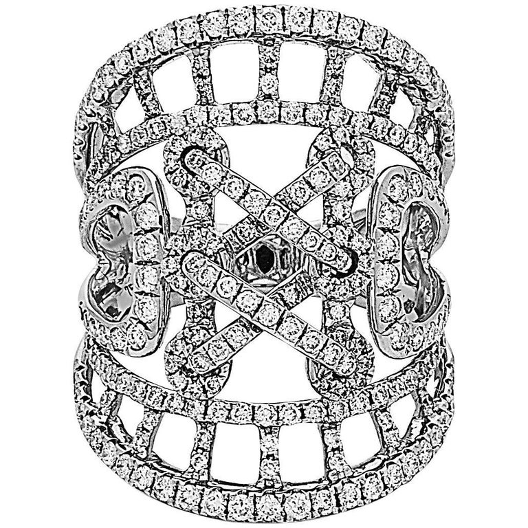 Emilio Jewelry Lace Diamond Ring For Sale at 1stDibs