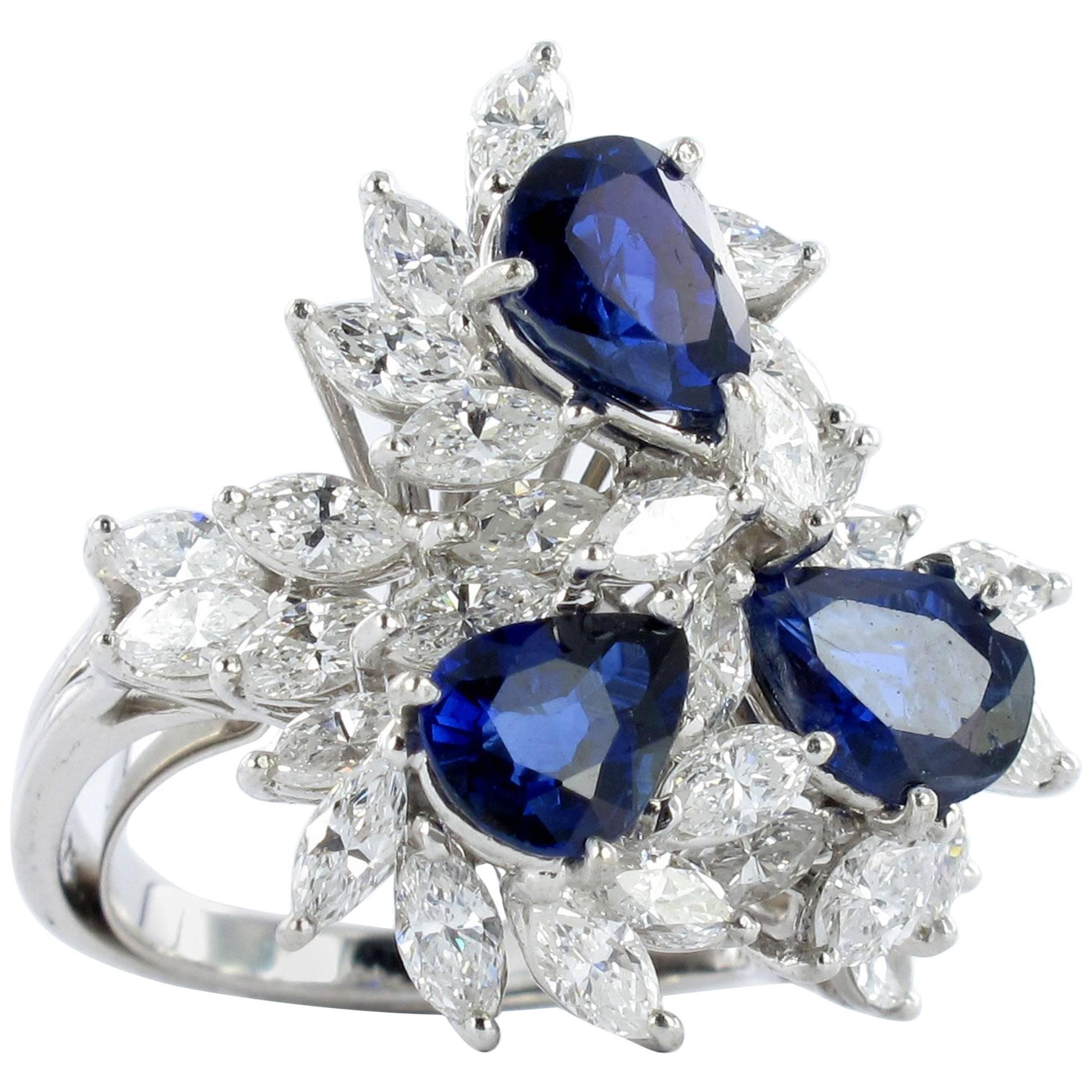 Italian Sapphire and Diamond Cocktail Ring at 1stDibs | sapphire in italian