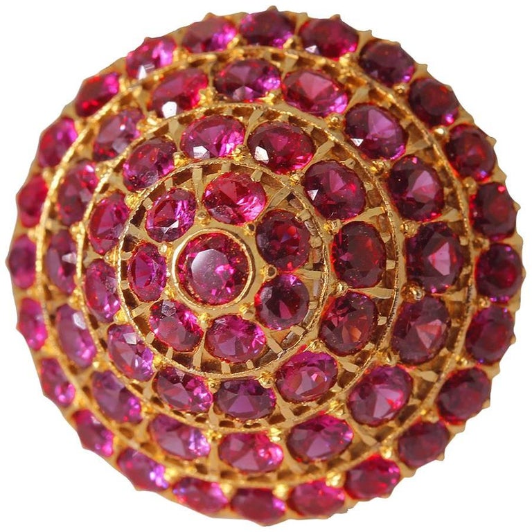 Ruby "Siamese Princess" 14KT Yellow Gold Ring at 1stDibs
