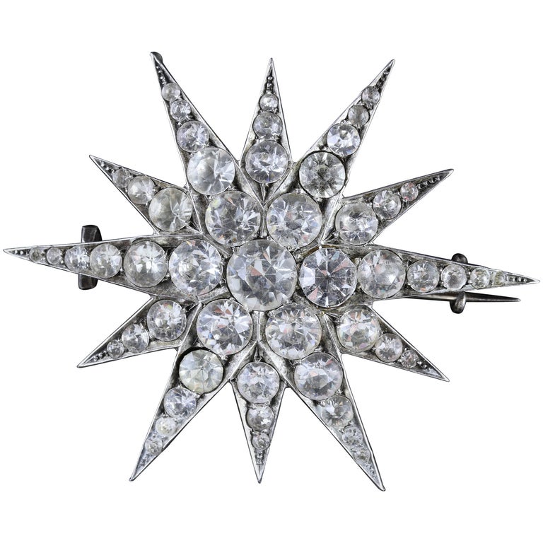 Antique Victorian Silver Paste Star Brooch, circa 1880, Russian at ...