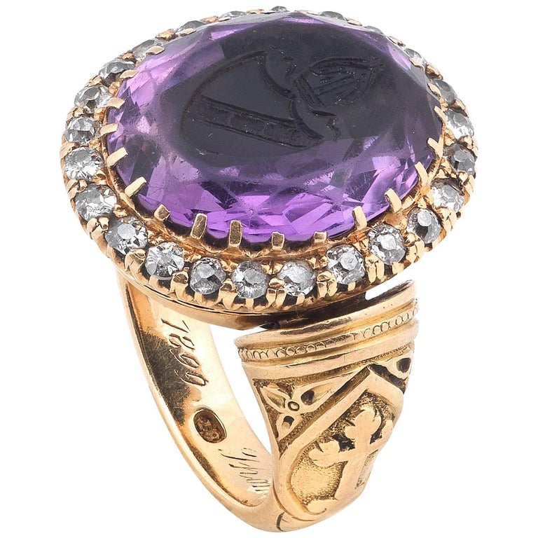 19th Century Amethyst and Diamond Bishop Ring at 1stDibs | bishop ring ...