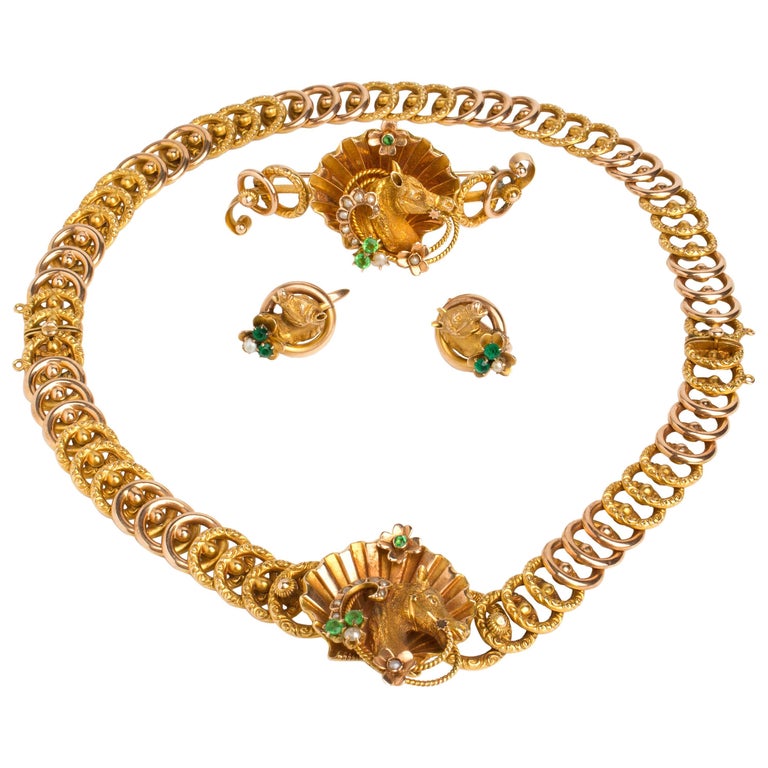 Antique Russian 19th Century Malachite Gold Parure at 1stdibs