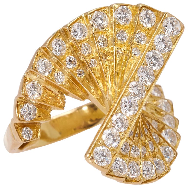 Diamond Gold Spiral Ring at 1stDibs | spiral diamond ring