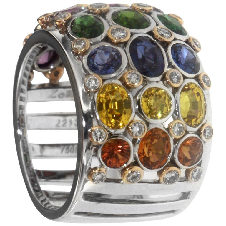 Zorab Creation Bague en pierre précieuse multicolore En vente sur 1stDibs