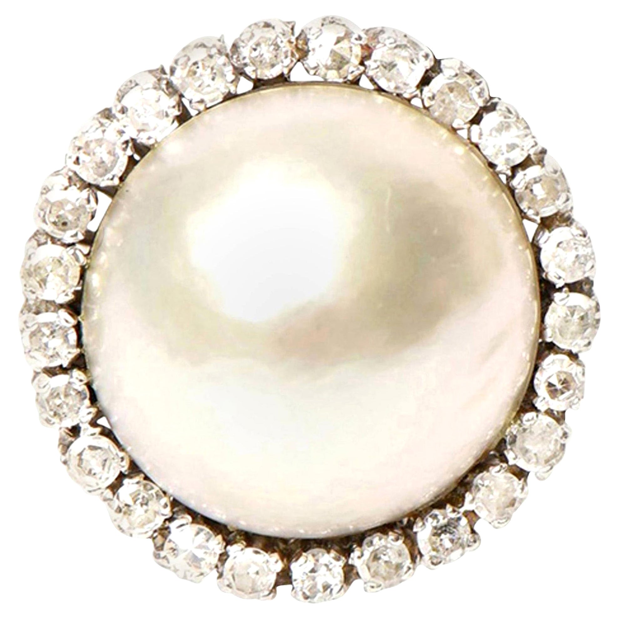 14 Karat Gold Mabe Pearl Ring Handcrafted For Sale at 1stDibs