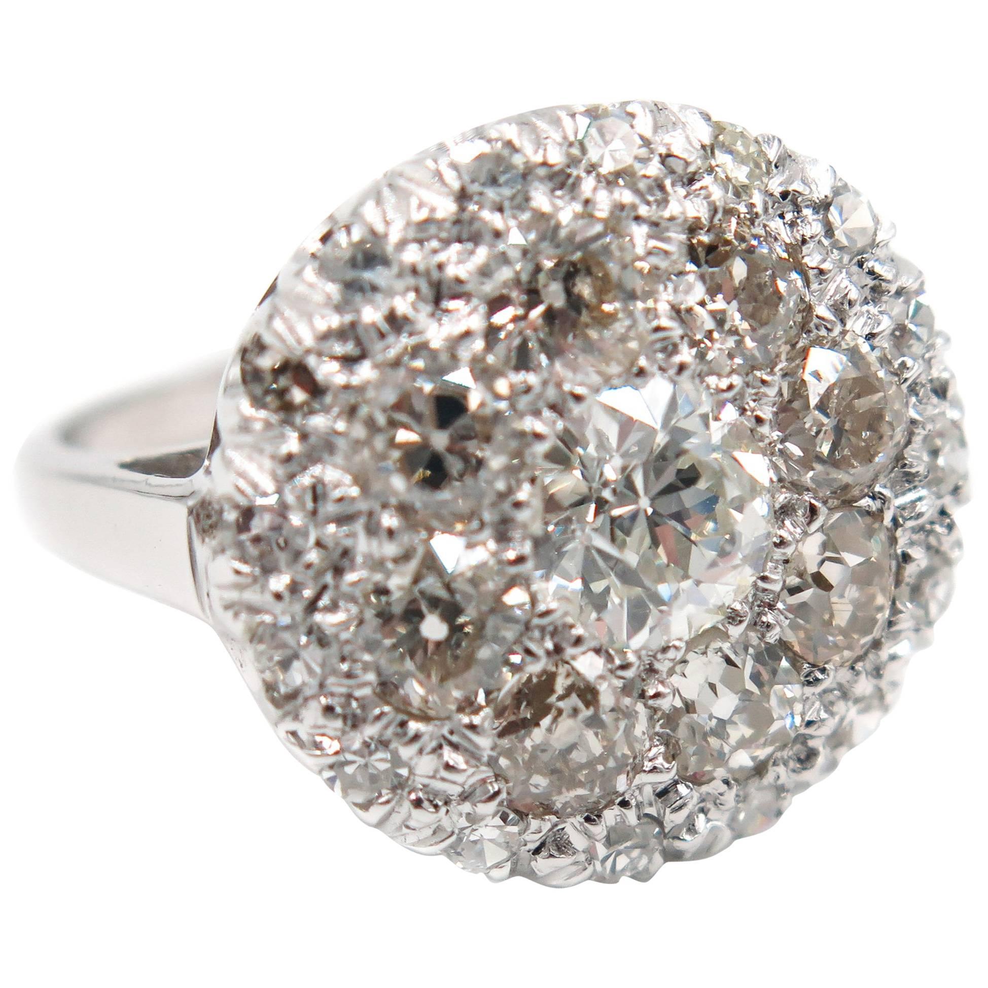 1.50 Carat Diamond White Gold Cluster Cocktail Ring For Sale at 1stDibs ...