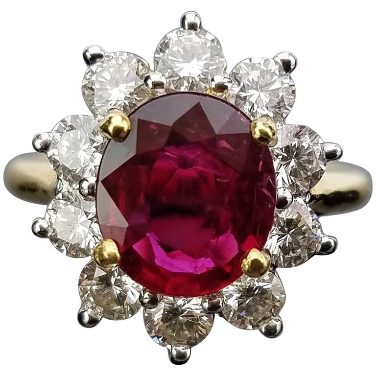 Certified 3 carat Mozambique Ruby and Diamond Cocktail Ring at 1stDibs ...