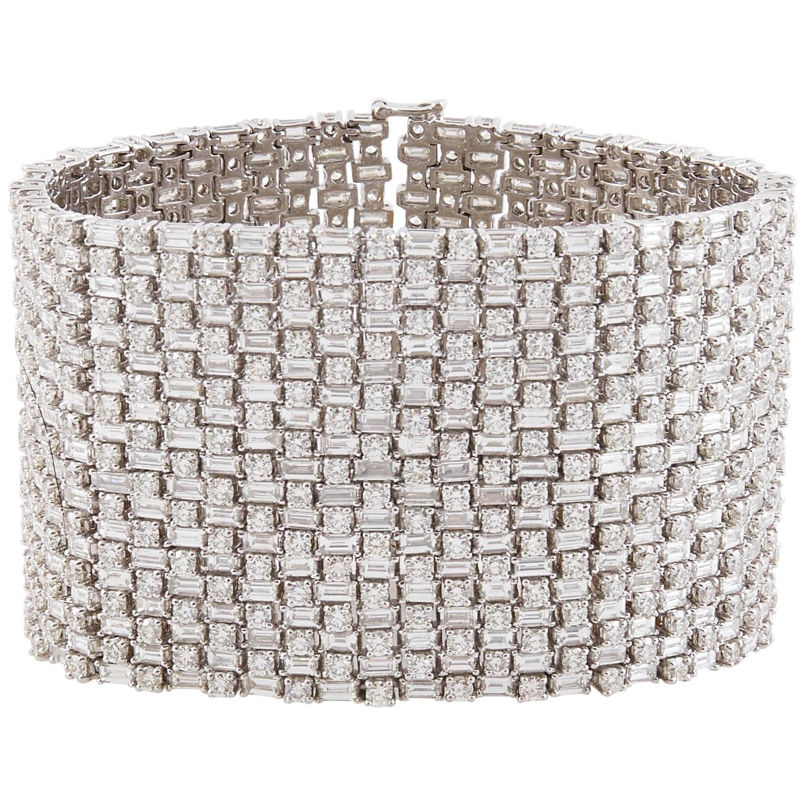 Wide Diamond Bracelet at 1stDibs