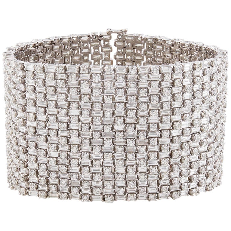 Wide Diamond Bracelet at 1stDibs