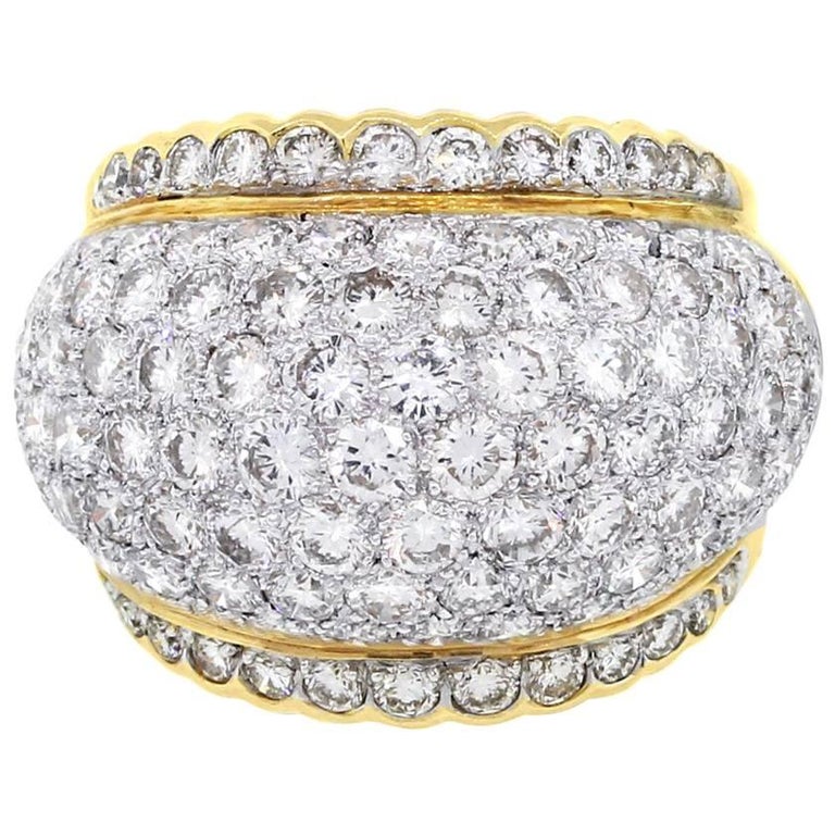 Round Brilliant Diamond Pave Cocktail Ring at 1stDibs