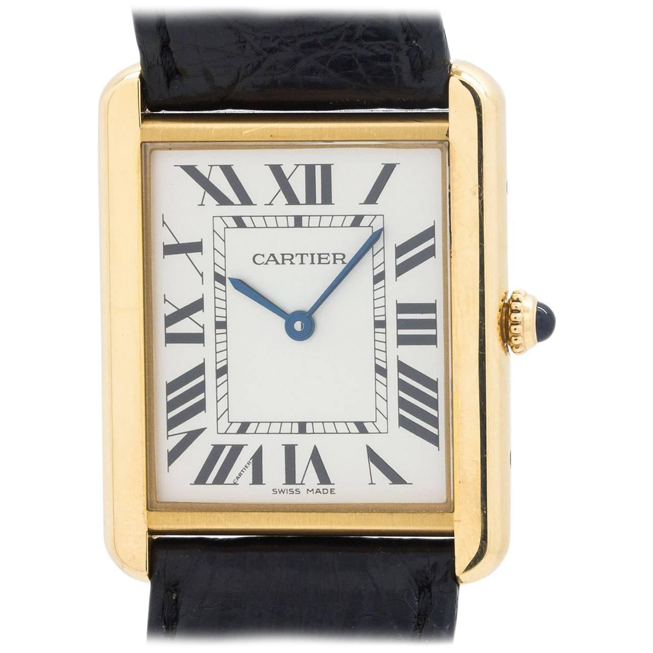 Cartier yellow gold stainless steel Tank Solo quartz wristwatch, circa ...