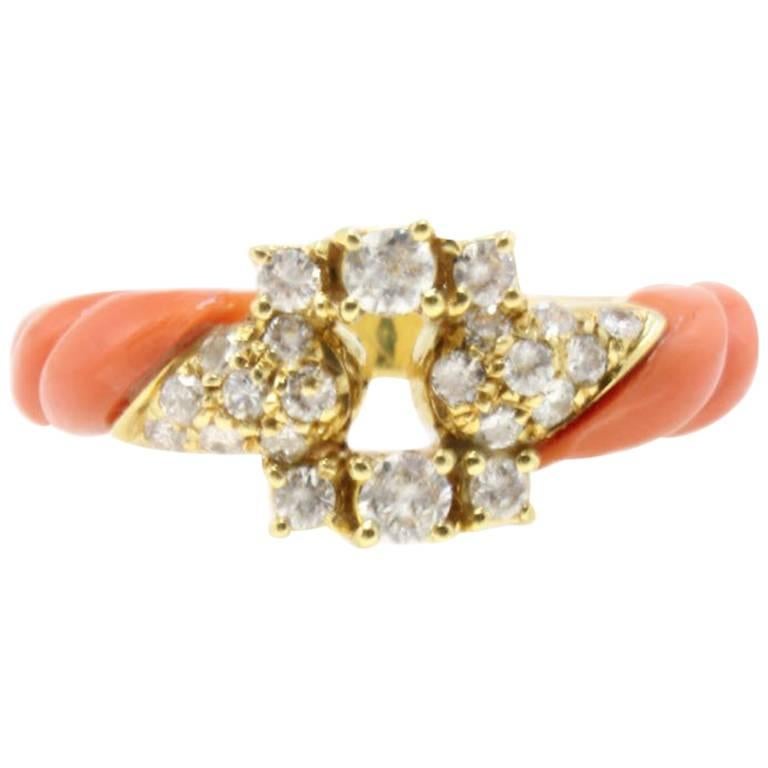 Coral and Gold Ring For Sale at 1stDibs | coral rings for sale, coral ...