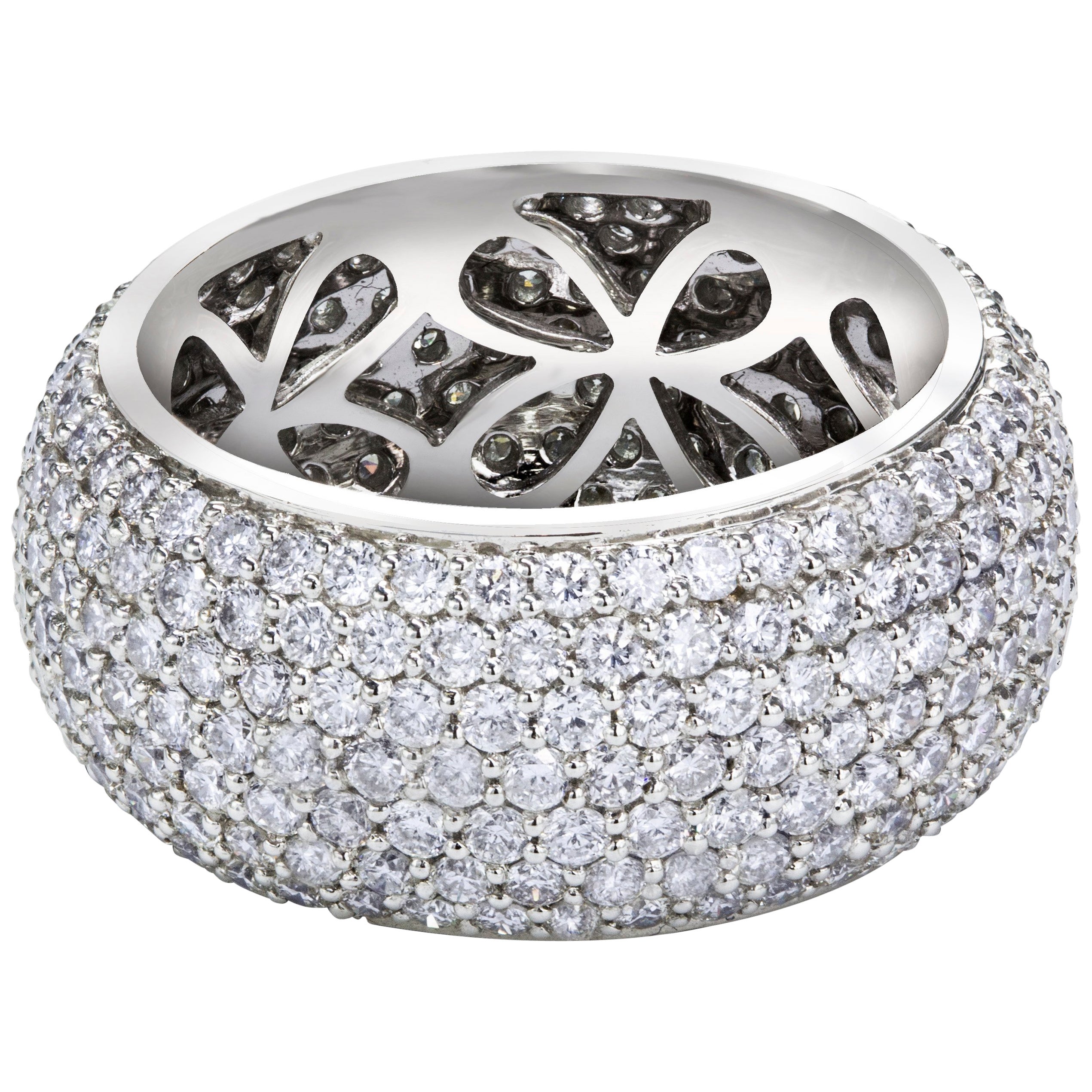 Micro Pave Diamond Gold Dome Ring For Sale at 1stDibs
