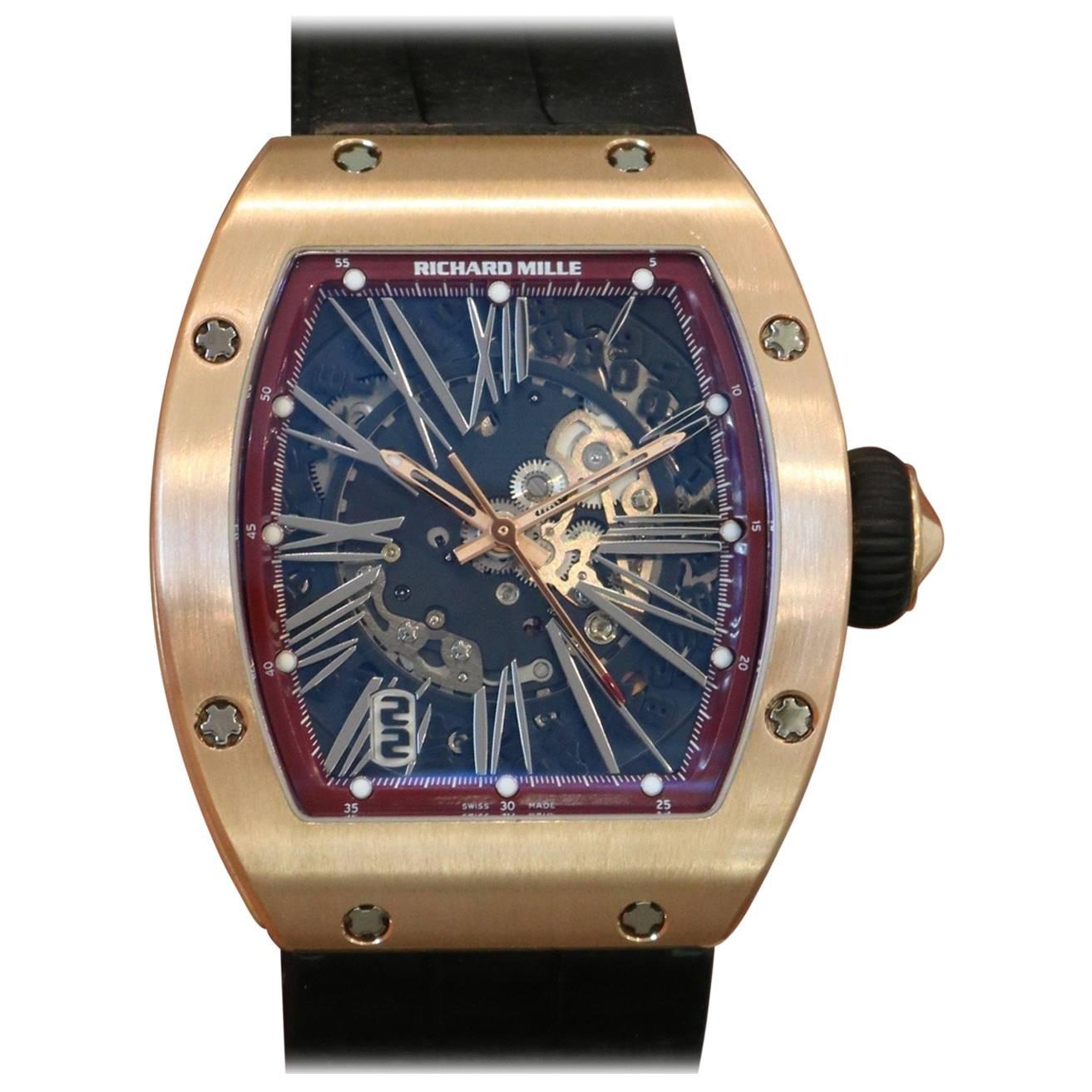 Richard Mille Rose Gold Skeletonized Dial Automatic Wristwatch at 1stDibs