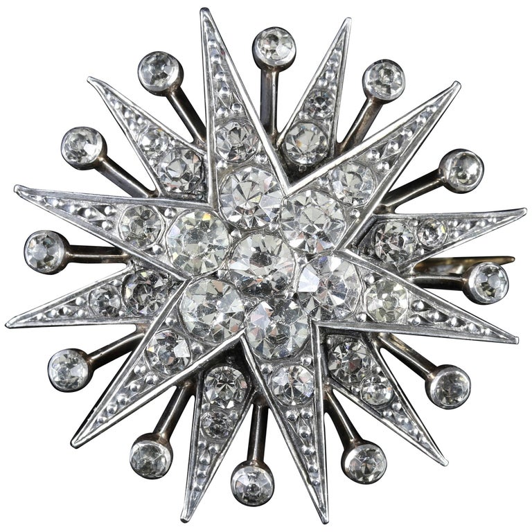 Victorian Silver Paste Star Brooch, circa 1880 at 1stDibs