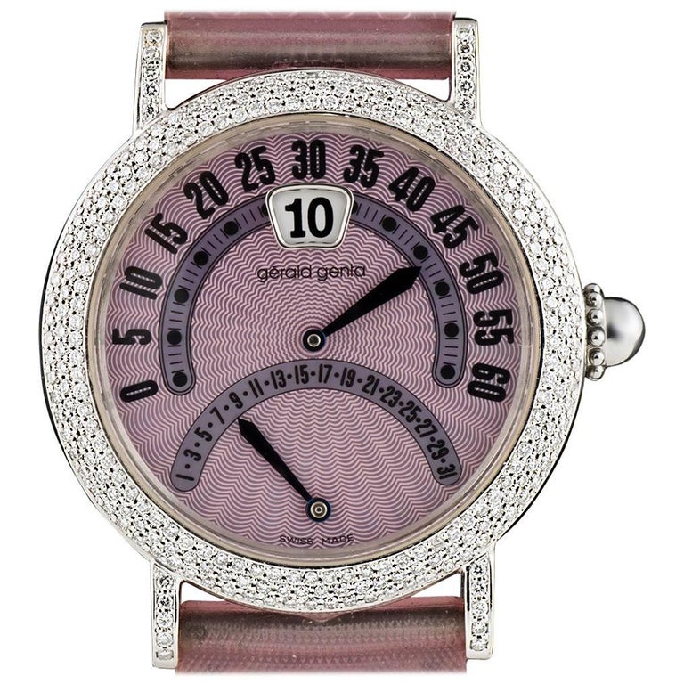 Gerald Genta Ladies Stainless Steel Retrograde Jump Hour Automatic Wristwatch at 1stDibs