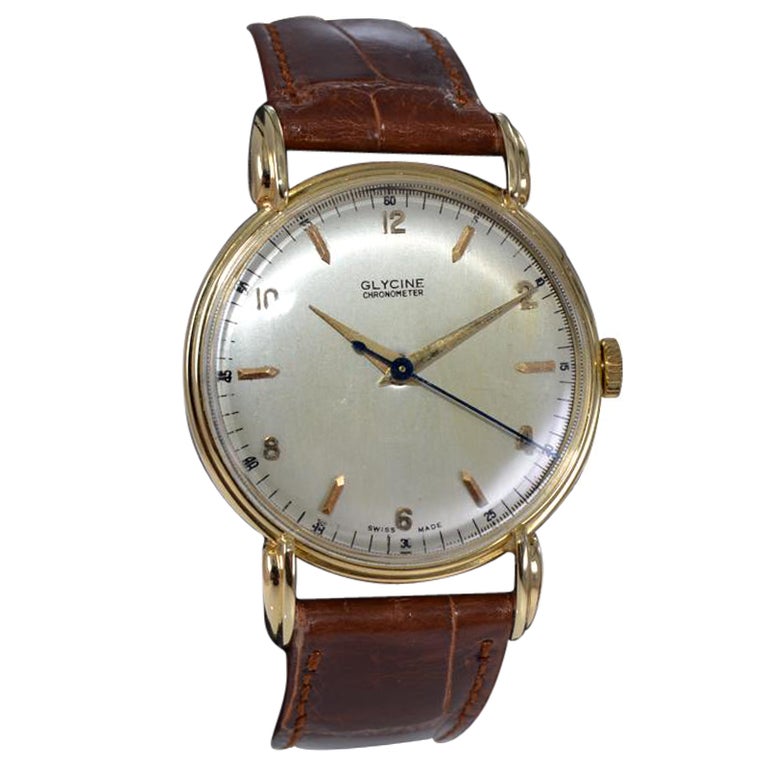 Glycine 18Kt. Solid Yellow Gold Art Deco Classic Round Manual Watch ...