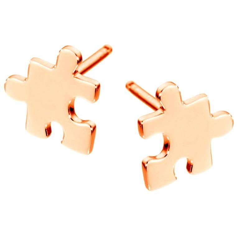Akillis Mini Puzzle Earrings 18 Karat Rose Gold For Sale at 1stDibs