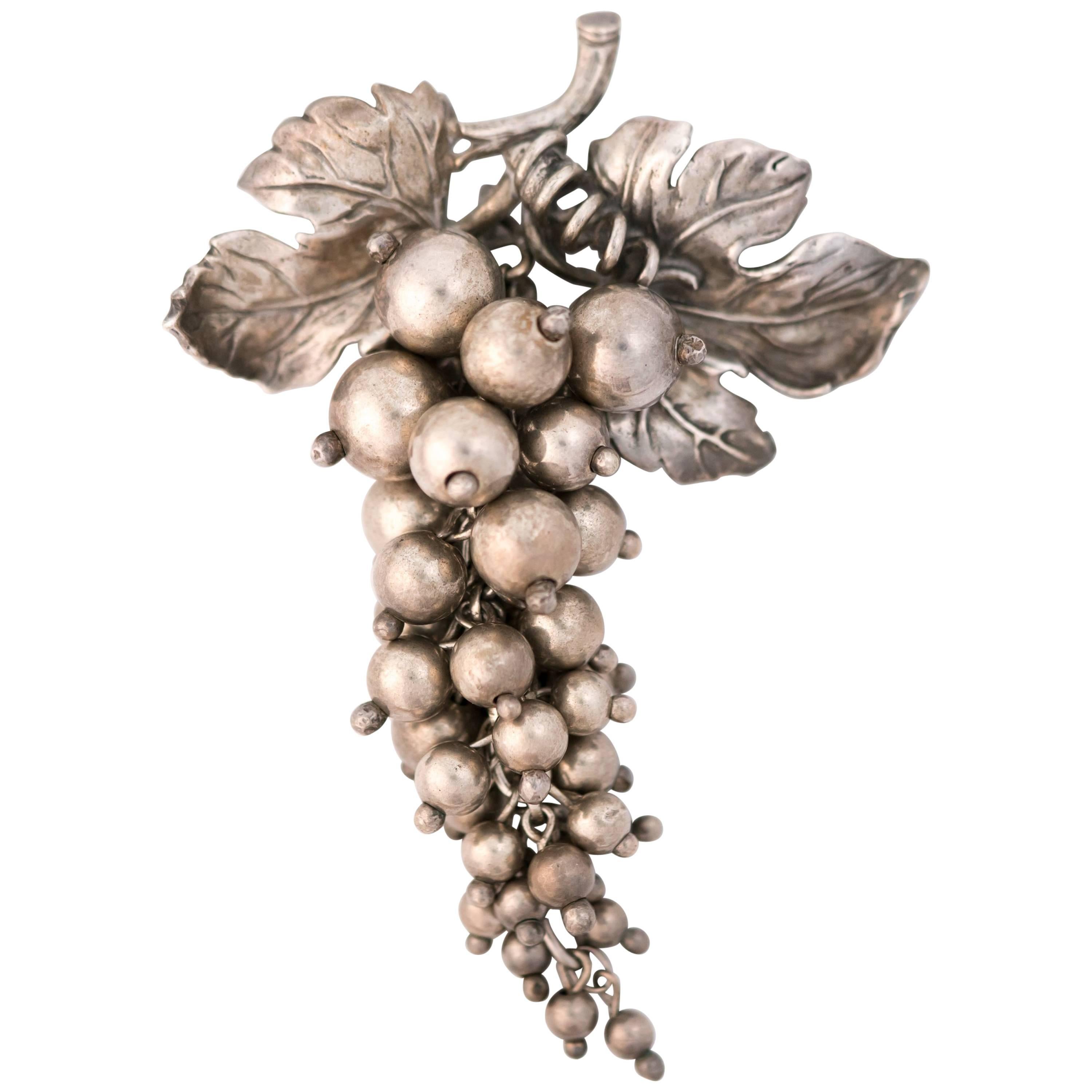 1960s Cimi Sterling Silver Grape Cluster Brooch For Sale (Free Shipping ...