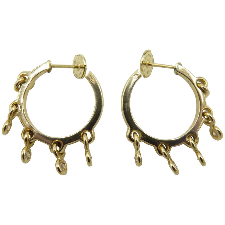 Dior Gold and Diamond Hoop Earrings at 1stDibs | dior hoop earrings