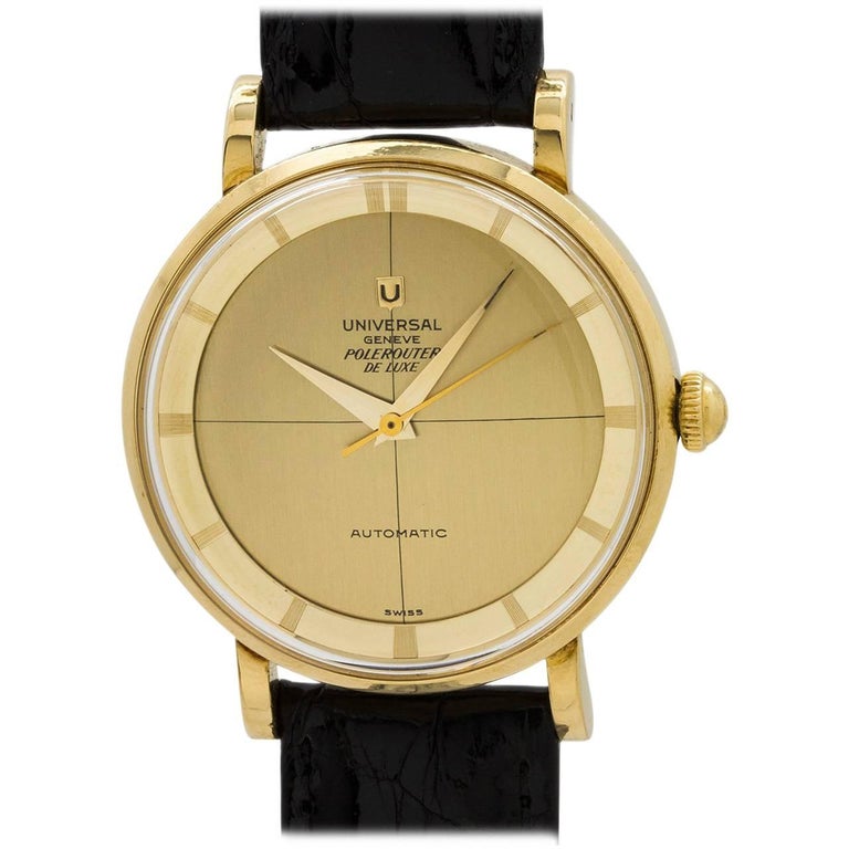 Universal Geneve Yellow Gold Pole Router Deluxe Chronometer Wristwatch ...