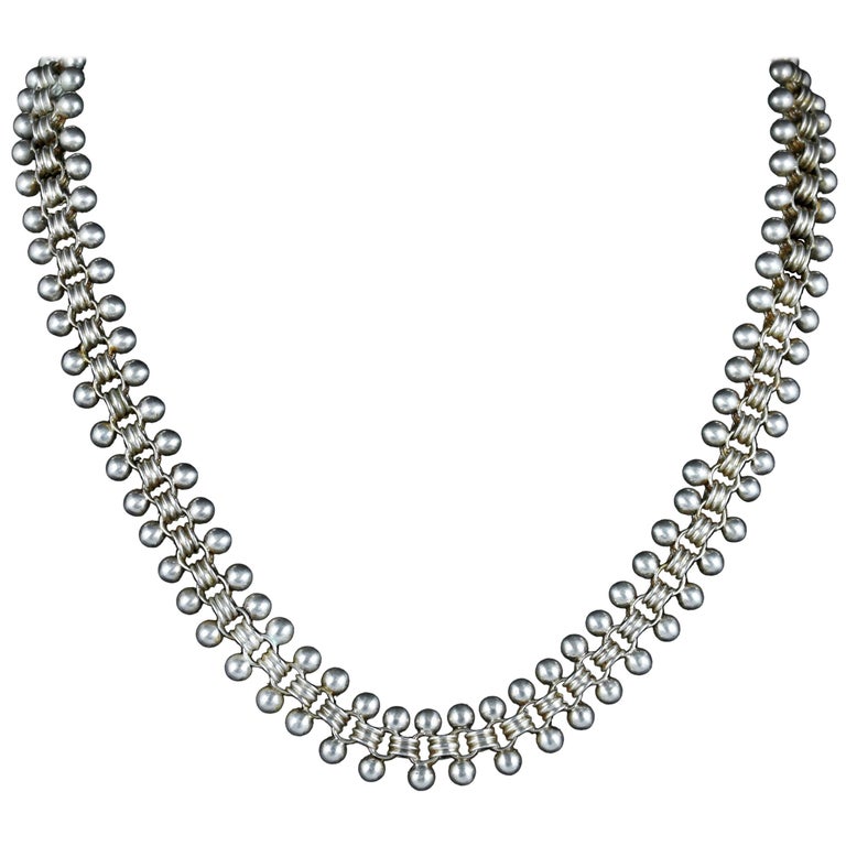Antique Victorian Sterling Silver Collar Necklace, circa 1880 at 1stDibs