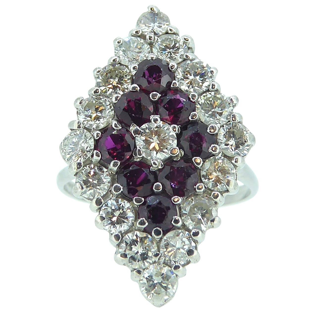 Edwardian Marquise Diamond and Ruby Cluster Ring, circa 1910 For Sale ...