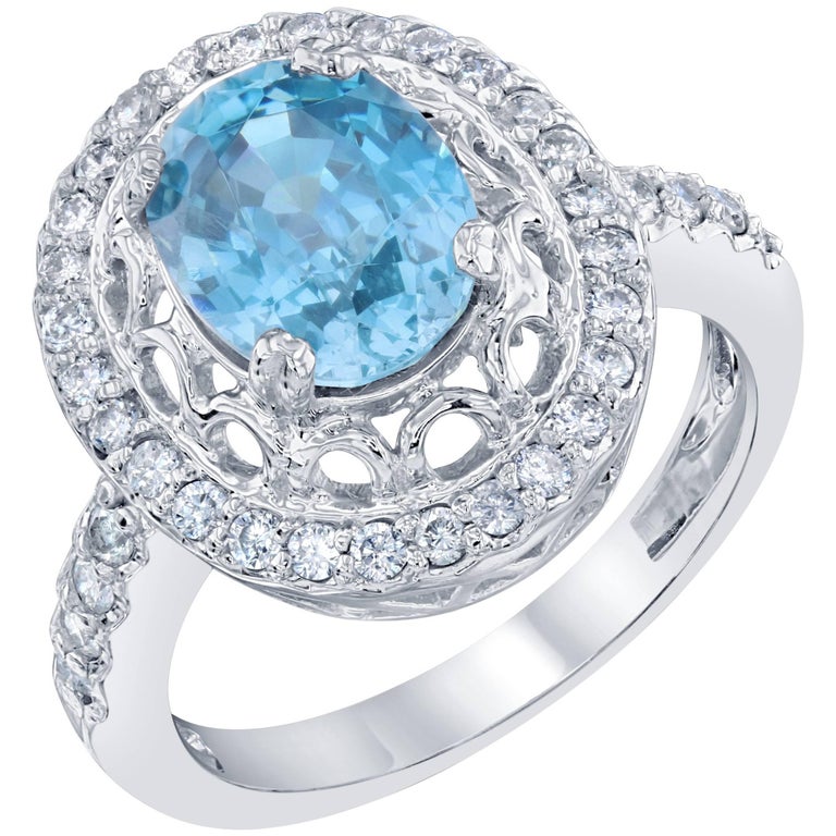 3.99 Carat Blue Zircon Diamond Ring at 1stDibs