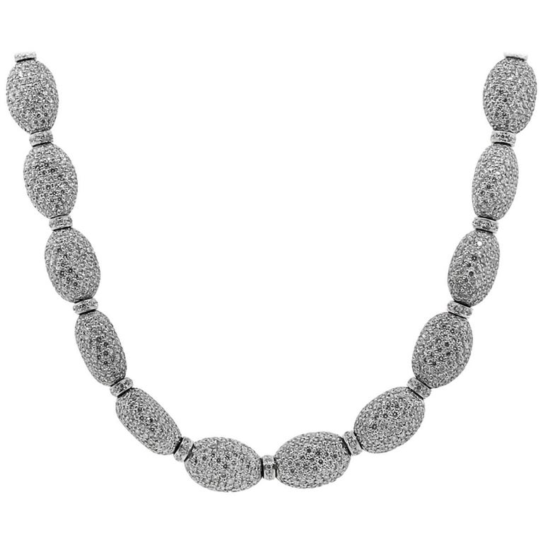 Pave Diamond Cluster Necklace at 1stDibs