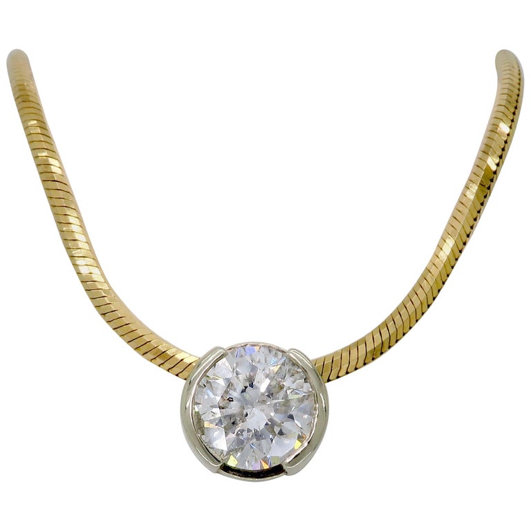 Half Bezel 1.25 Carat Round Diamond Pendant at 1stDibs